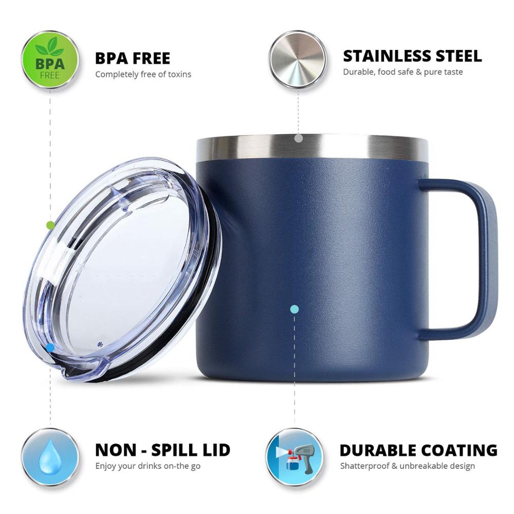 Large stainless steel insulated mugs with lids