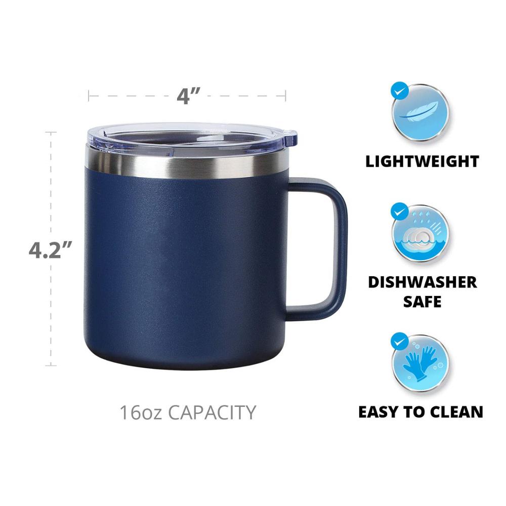 Large stainless steel insulated mugs with lids