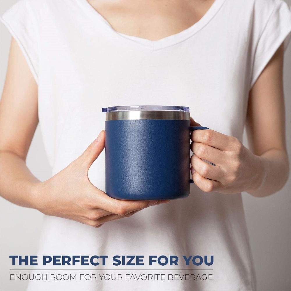 Large stainless steel insulated mugs with lids